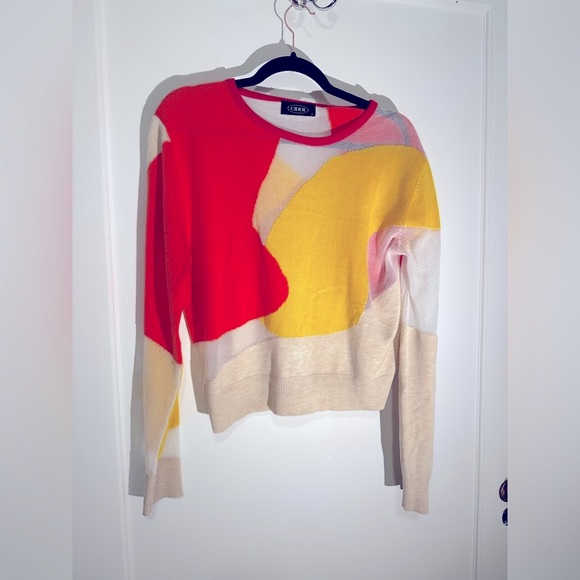 Cider | Sweaters | Cider Bold Swirl Sweater With White Sheer Mesh ...